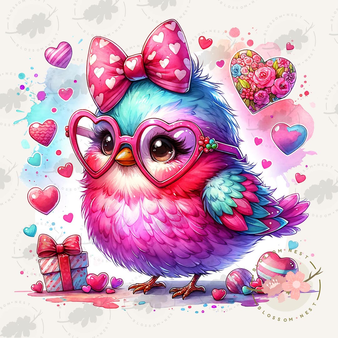 Valentines Day Pink Baby Bird Png, Valentines Animal Png, Png Bird ...