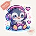 Kawaii Penguin Gamer Png, Penguin Sticker, Pink Animals, Penguin ...
