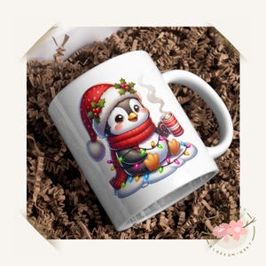 Cute Penguin Coffee Png, Kawaii Penguin Sticker, Christmas Penguin ...