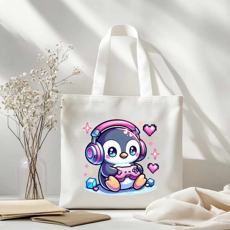 Kawaii Penguin Gamer Png, Penguin Sticker, Pink Animals, Penguin ...