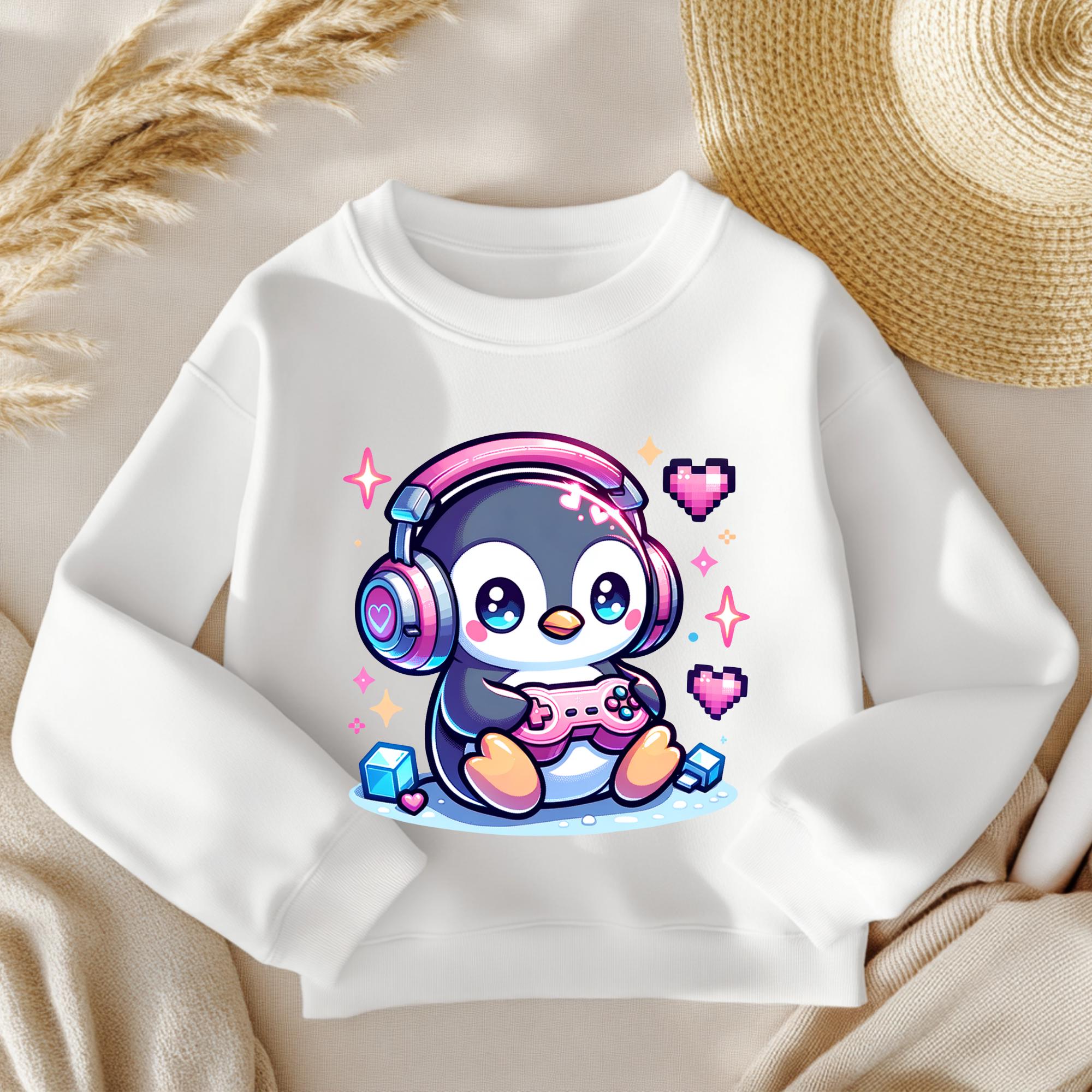 Kawaii Penguin Gamer Png, Penguin Sticker, Pink Animals, Penguin ...