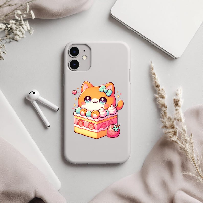 Kawaii Cat Cake Clipart Png, Cute Chibi Dessert Cat, Sublimation Design ...
