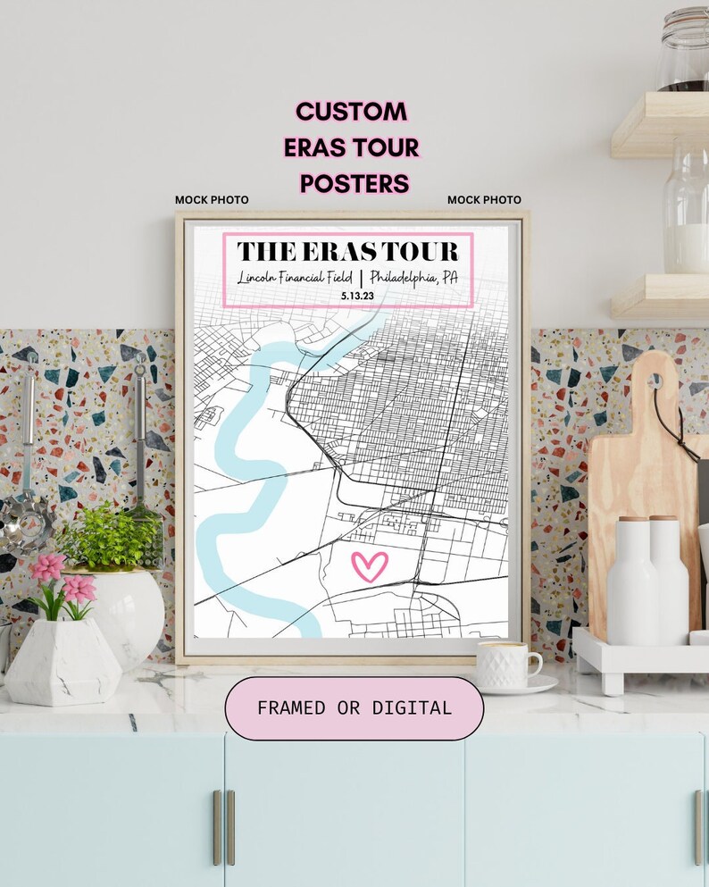 CUSTOM ERAS TOUR Map | Framed Map | Taylor Swift Eras Tour | Taylor ...