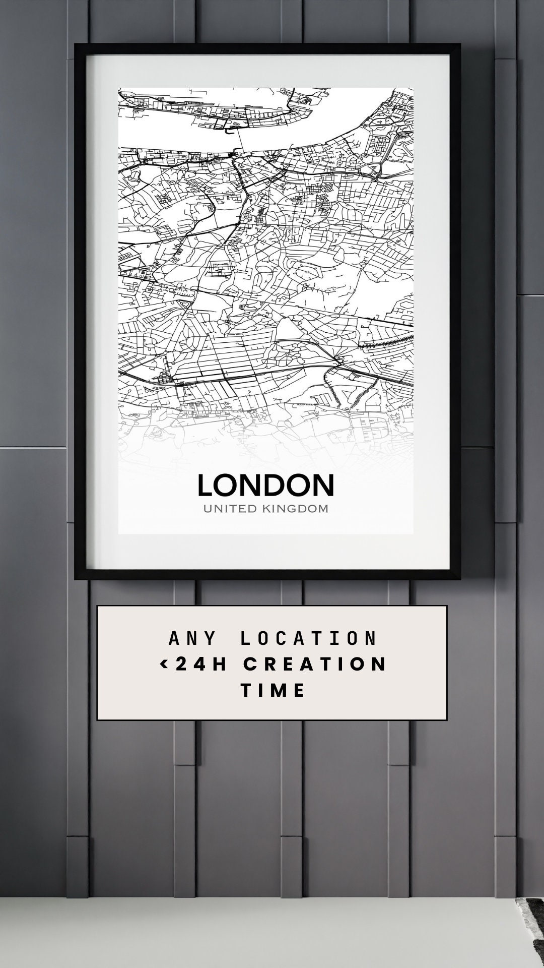 CUSTOM MAP *any Location* | Digital Print | Framed Map | Custom ...
