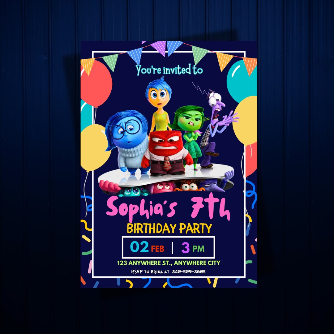 Editable Inside Out 2 Invitation, Inside Out 2 Invitation, Editable ...