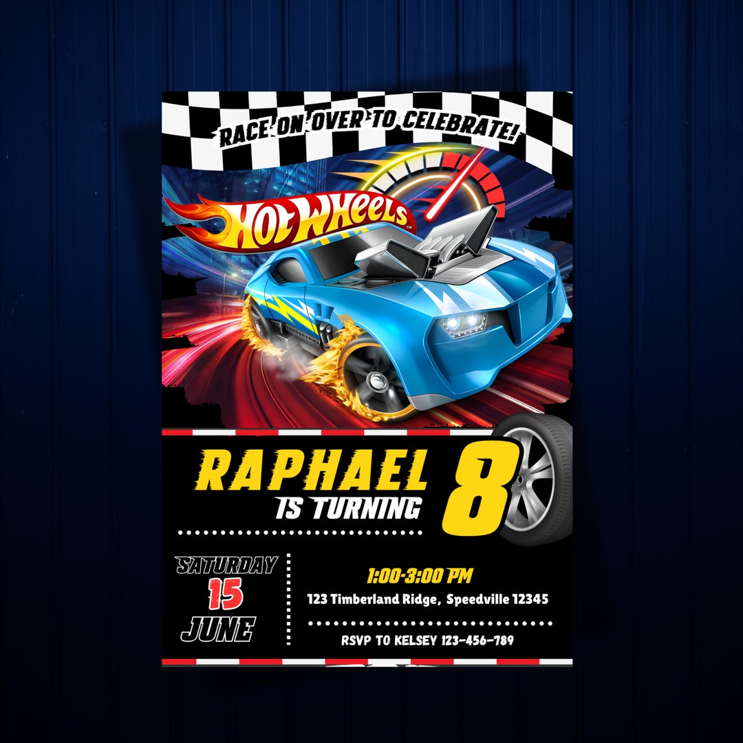 Invitación editable de Hot Wheels, Hot Wheels permite correr plantilla ...