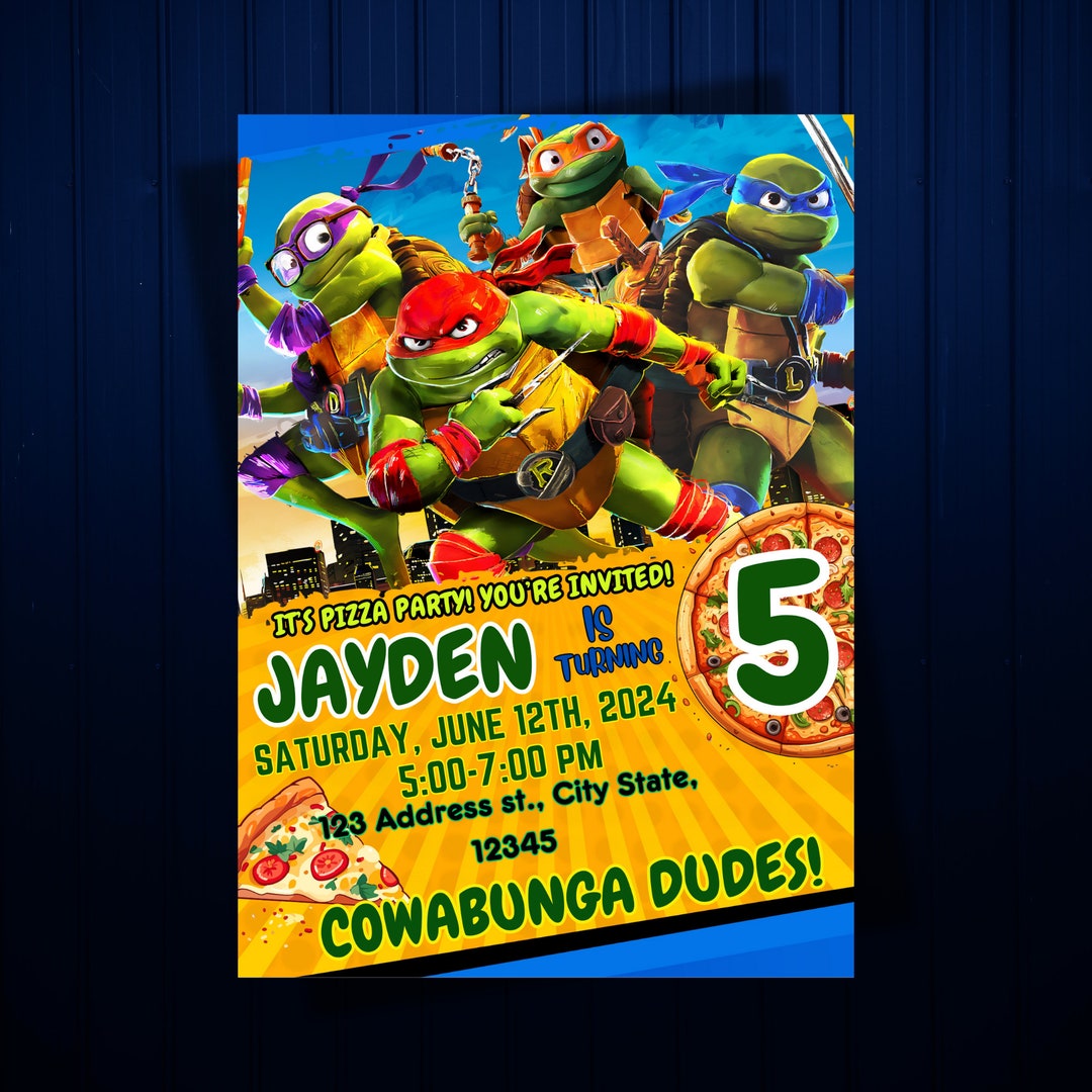 TMNT Invitation Card Editable Template, Quick and Easy Editing, Digital ...