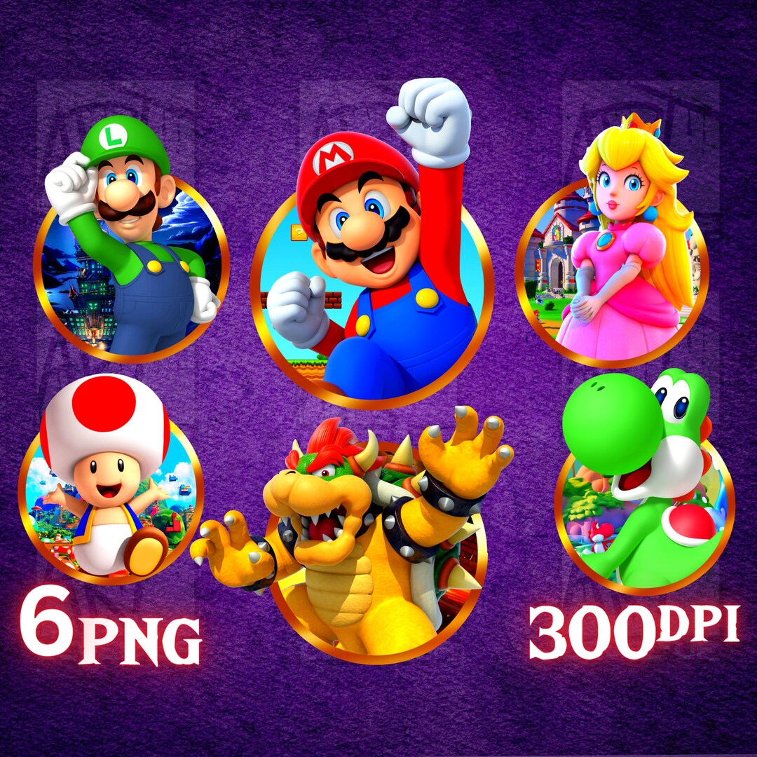 Super Mario Png Bundle, Luigi, Princess Peach, Toad, Yoshi, Bowser ...