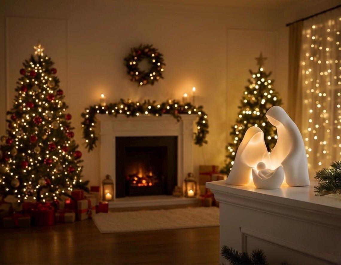 Modern Illuminated Nativity Set, Minimalist Christmas Decor, 3D Printed ...