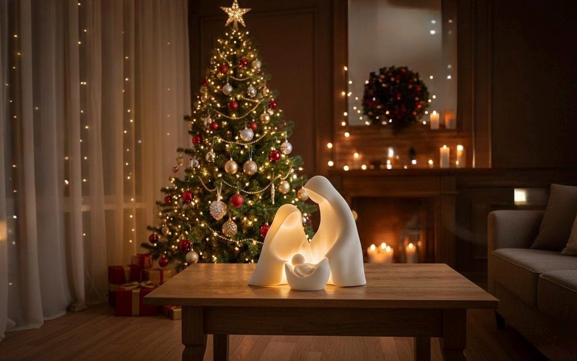 Modern Illuminated Nativity Set, Minimalist Christmas Decor, 3D Printed ...