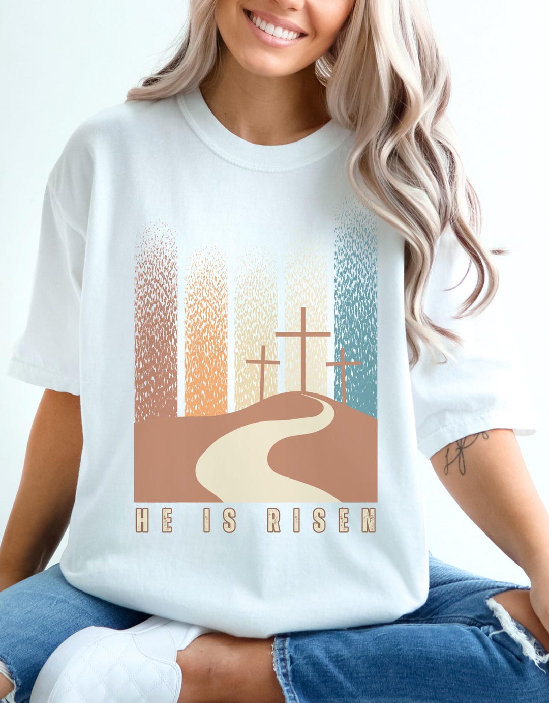 He is Risen, Christian Easter Shirt, Comfort Colors ® Tee, Oversized ...