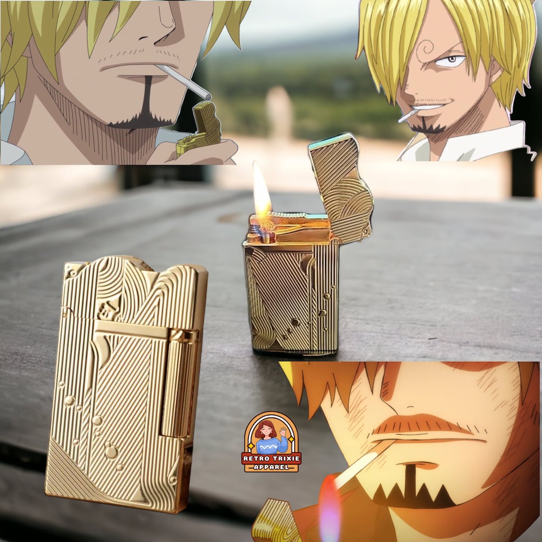 Sanji's Golden Vintage Lighter One Piece Design Windproof Cigar Lighter ...