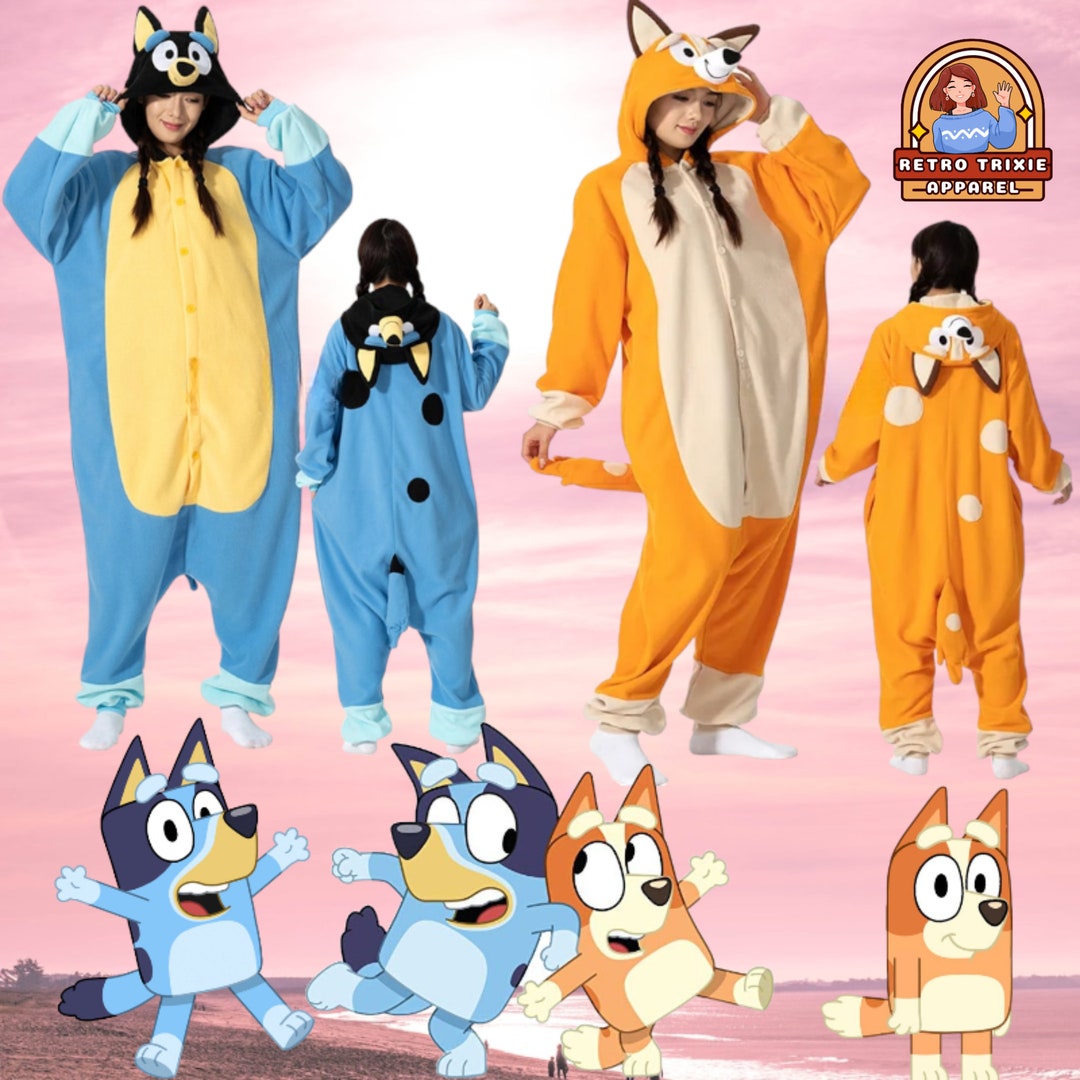 Bluey and Bingo Cartoon Fans Pajamas, Adult Kigurumi Cosplay Onesie ...