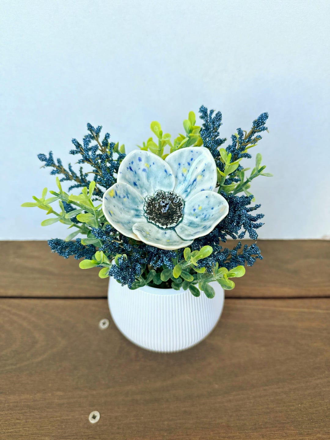 Blue Speckled Porcelain Flower Pot Arrangement | Permanent Botanical ...