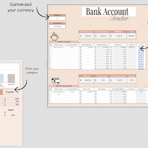 Bank Account, Spreadsheet Tracker, Google Sheets Financial Tracker ...