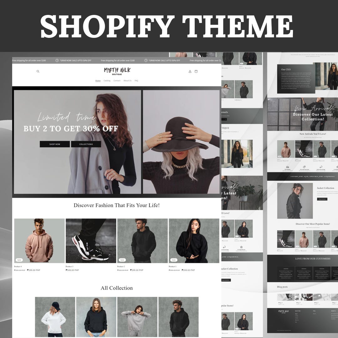 Shopify Theme, Shopify Templates for Boutique, Black Shopify Templates ...