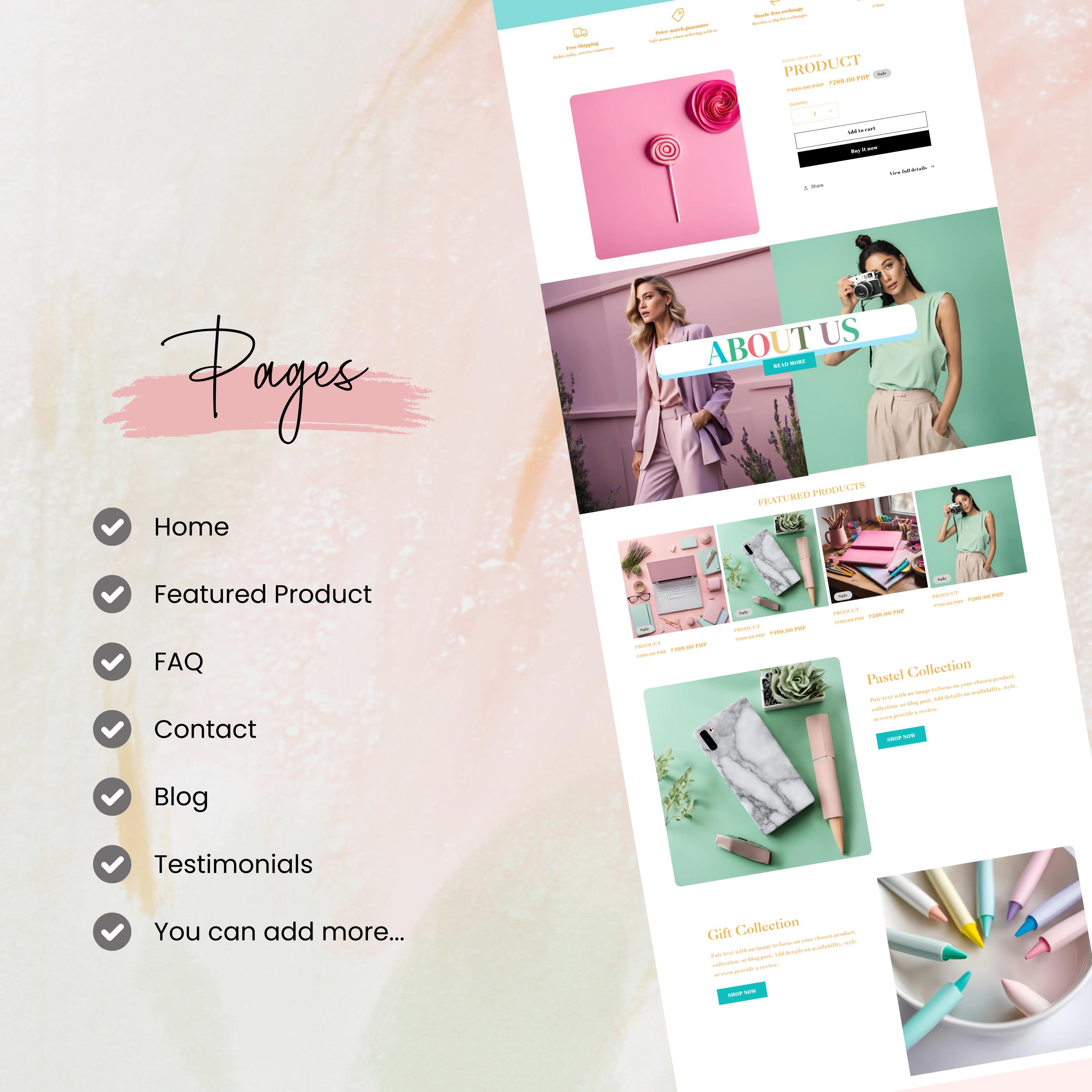 Shopify Theme, Shopify Website for Boutique, Pastel Shopify Templates ...