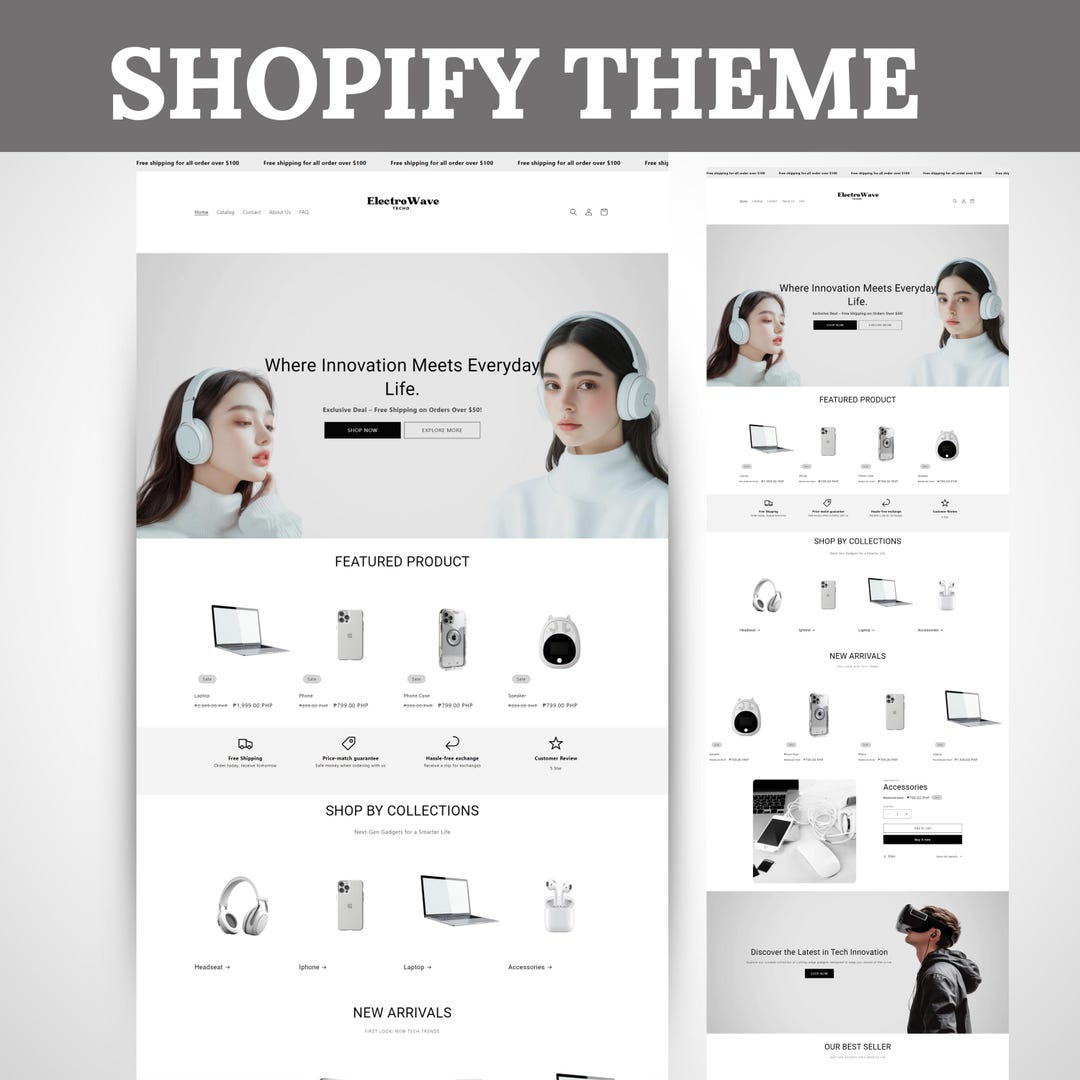 Shopify Theme, Website Template for Electronics, Shopify Template ...