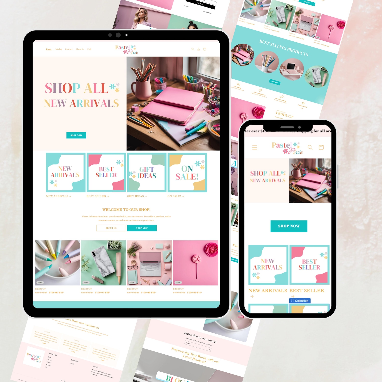 Shopify Theme, Shopify Website for Boutique, Pastel Shopify Templates ...