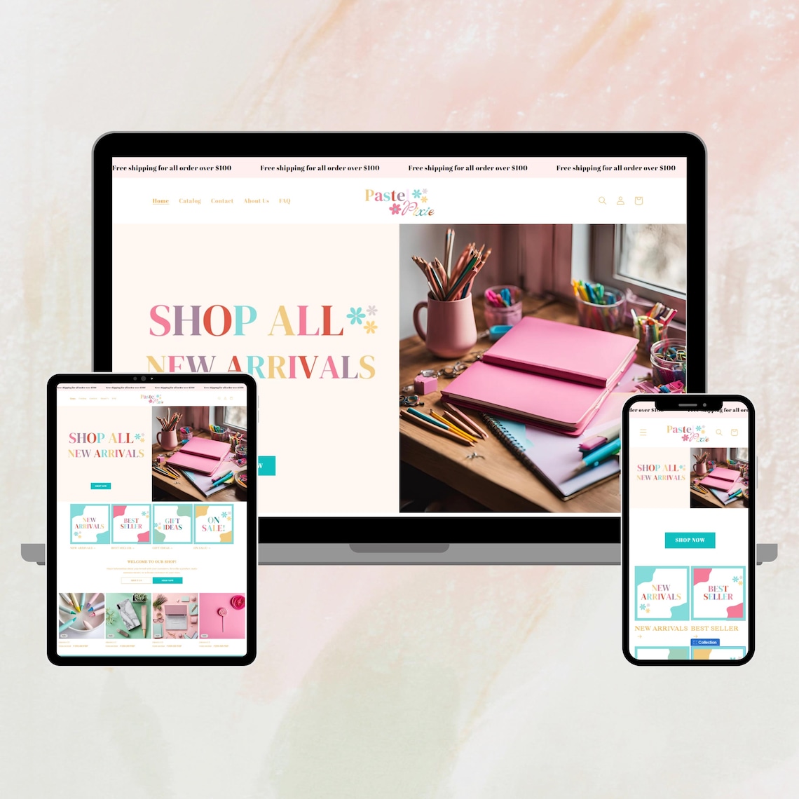 Shopify Theme, Shopify Website for Boutique, Pastel Shopify Templates ...