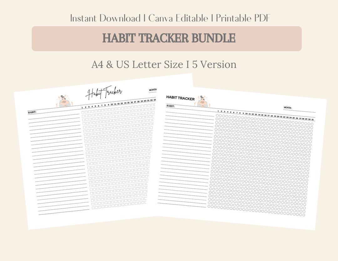 Habit Tracker Printable Monthly Habit Tracker Goal Setting Worksheet ...