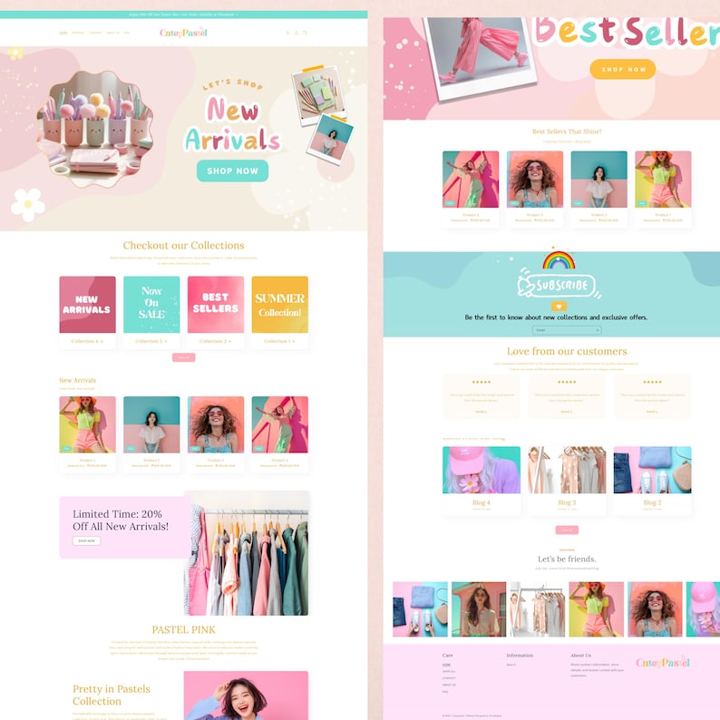 Shopify Theme, Shopify Website for Boutique, Pink Shopify Templates ...