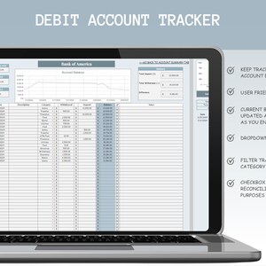 Bank Account Tracker, Finance Spreadsheet, Money Management, Credit ...