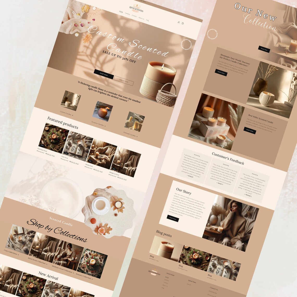 Shopify Theme for Candle, Shopify Website Template, Pink Shopify ...