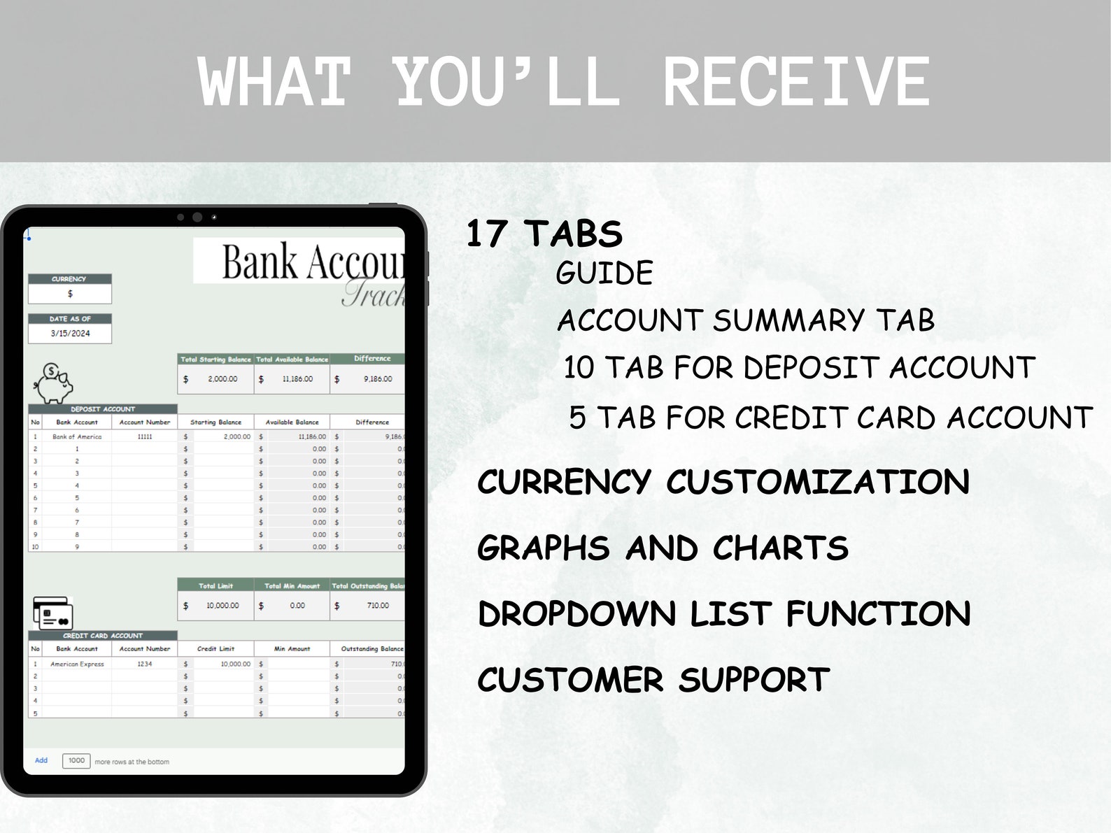 Bank Account, Google Sheets Financial Planner, Credit Card Tracker ...