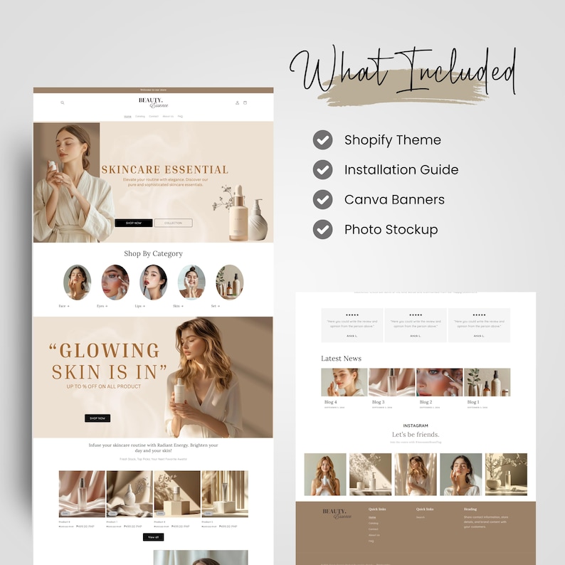 Shopify Theme, Shopify Website for Beauty, Pink Shopify Templates ...