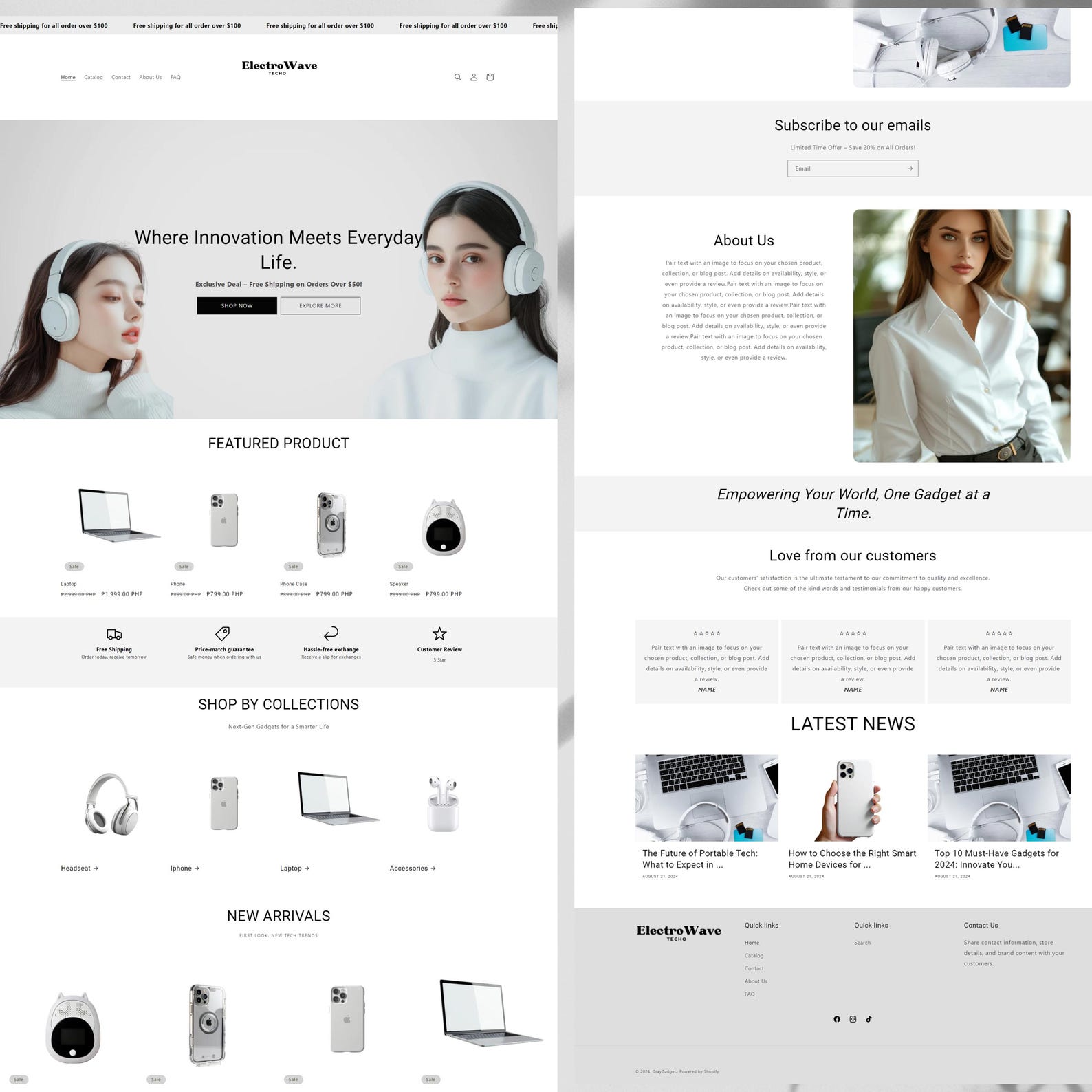 Shopify Theme, Website Template for Electronics, Shopify Template Electronics, Shopify Banner ...