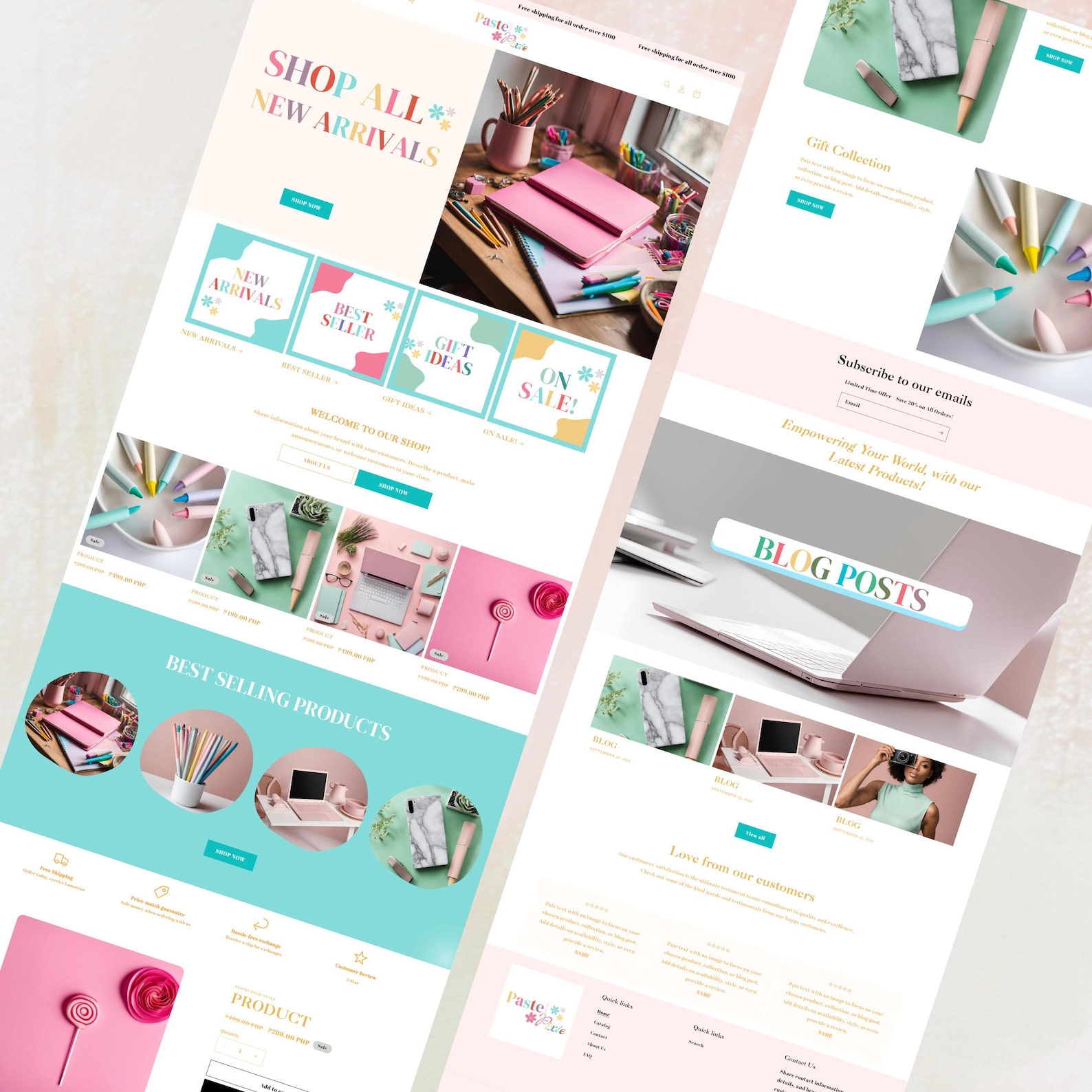 Shopify Theme, Shopify Website for Boutique, Pastel Shopify Templates ...