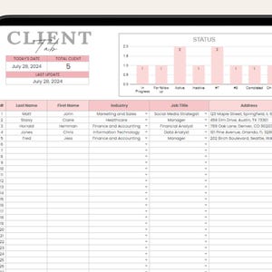 Client Tracker Spreadsheet, Small Business Template, Client Planner ...