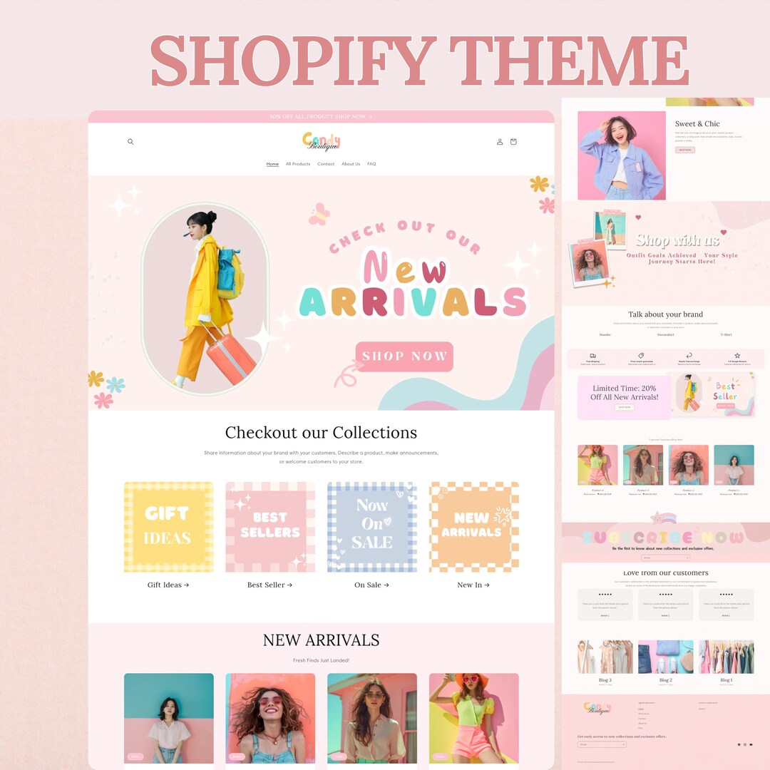 Shopify Theme Boutique, Shopify Website Template, Pink Shopify ...