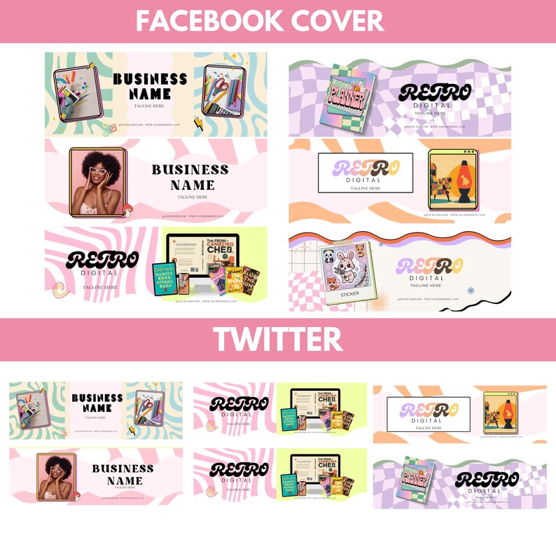 Retro Digital Social Media Banner Template Canva Editable, Facebook ...