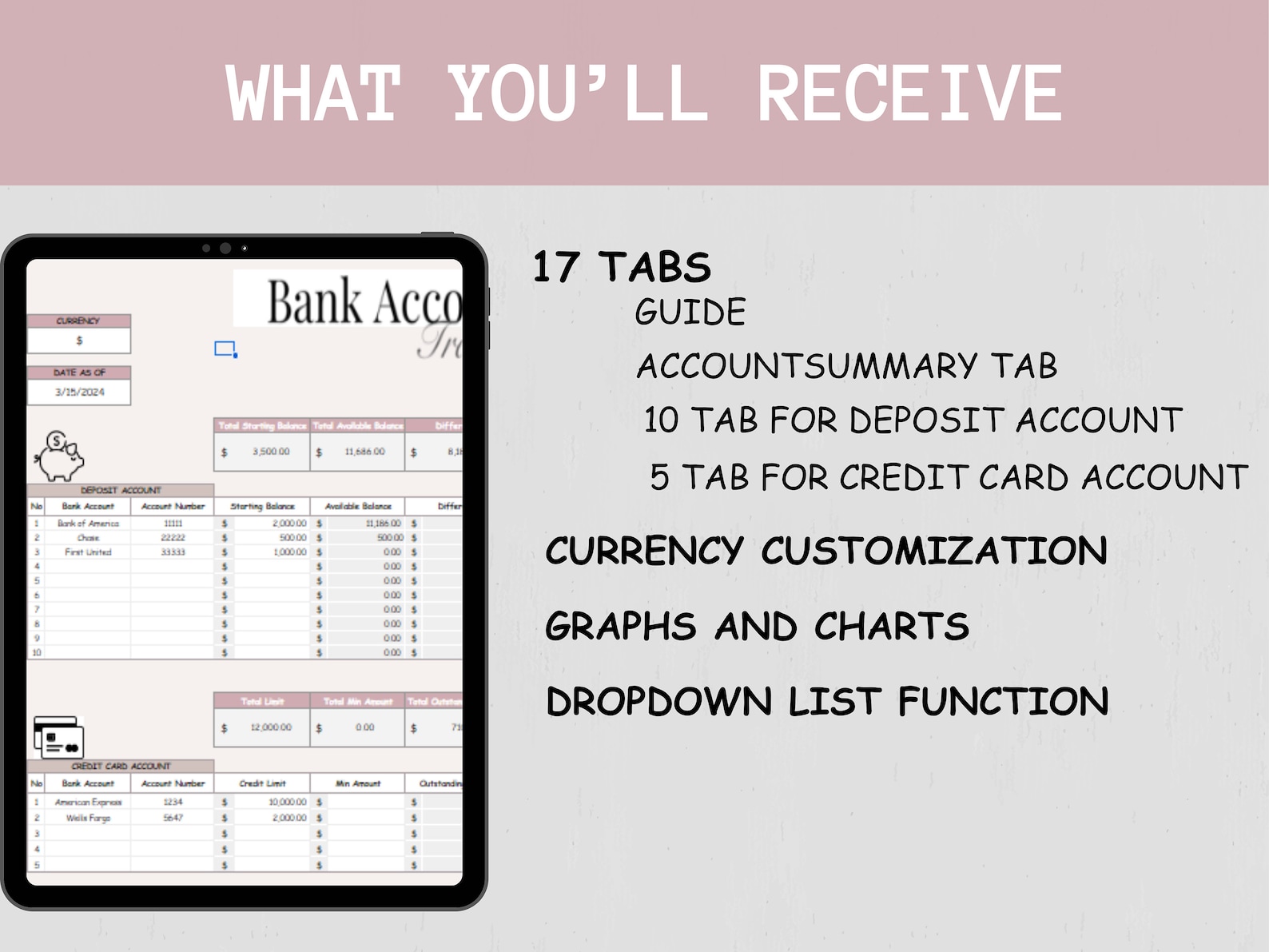 Bank Account Tracker, Google Sheets Financial Tracker, Savings Planner ...