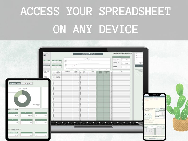 Bank Account, Google Sheets Financial Planner, Credit Card Tracker ...