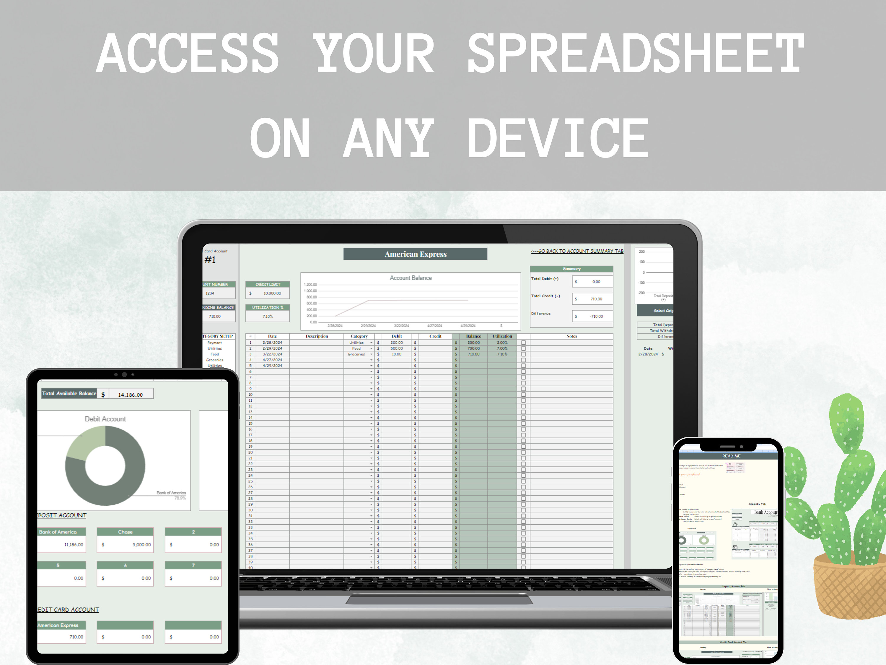 Bank Account, Google Sheets Financial Planner, Credit Card Tracker ...