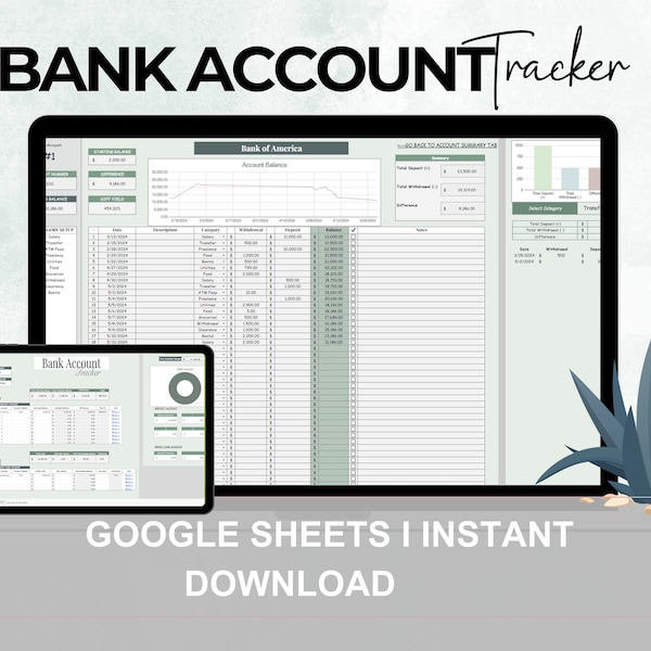 Financial Planner With Bank Account Tracker - Etsy