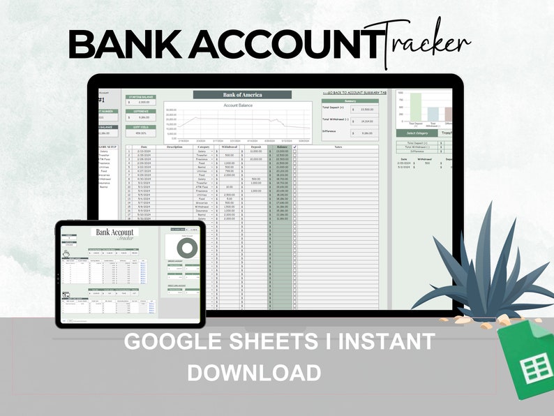 Bank Account, Google Sheets Financial Planner, Credit Card Tracker ...