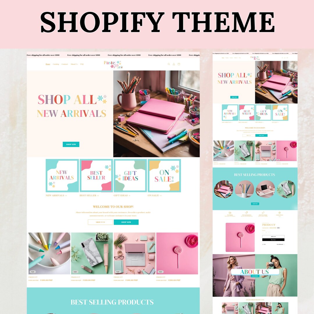 Shopify Theme, Shopify Website for Boutique, Pastel Shopify Templates ...