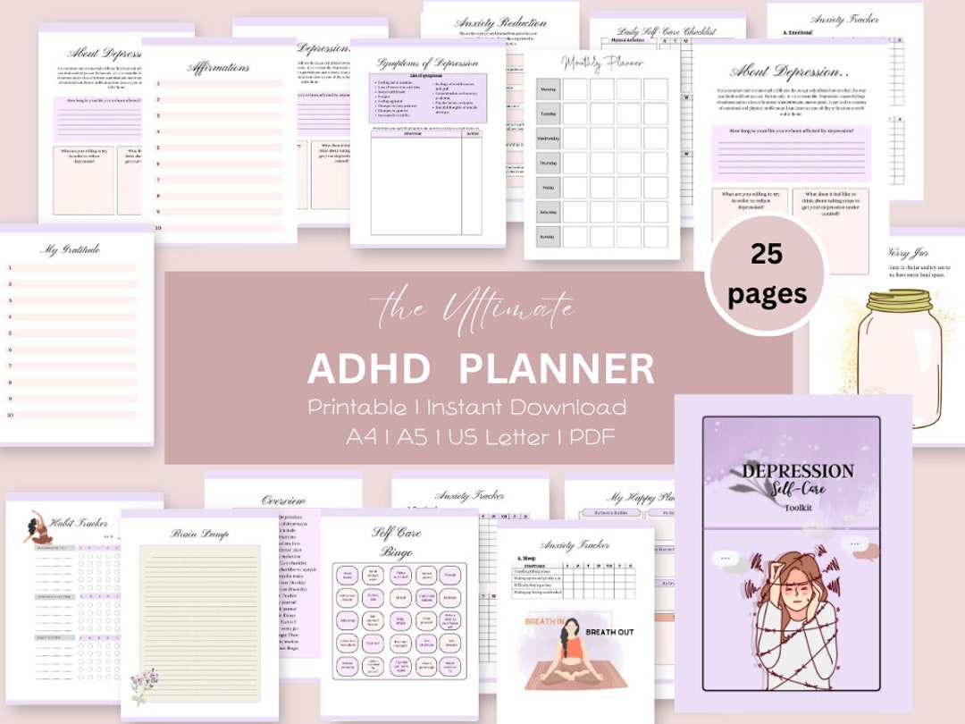 ADHD Planner Adult Printable, Adhd Planner Adult, Mental Health ...