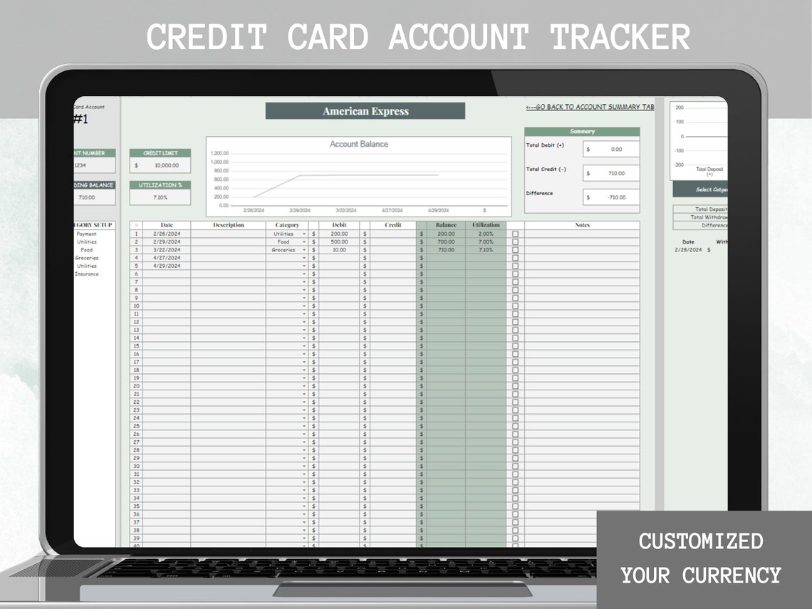 Bank Account, Google Sheets Financial Planner, Credit Card Tracker ...