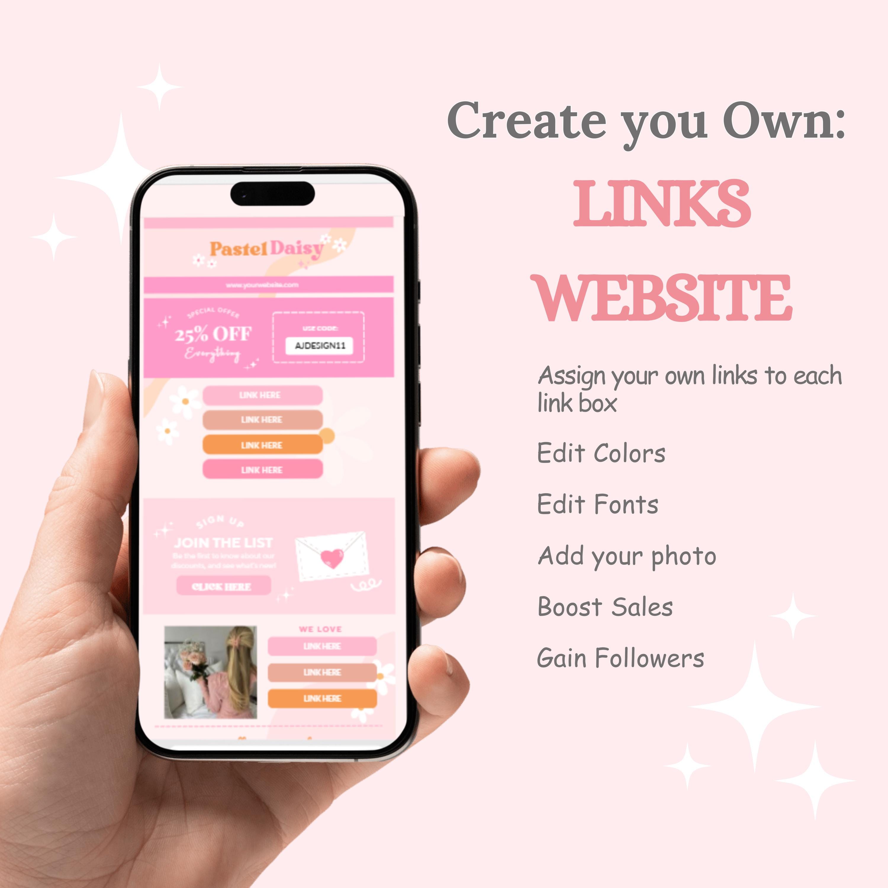 Link in Bio Template, Pink Landing Page, Canva Link in Bio, Instagram ...