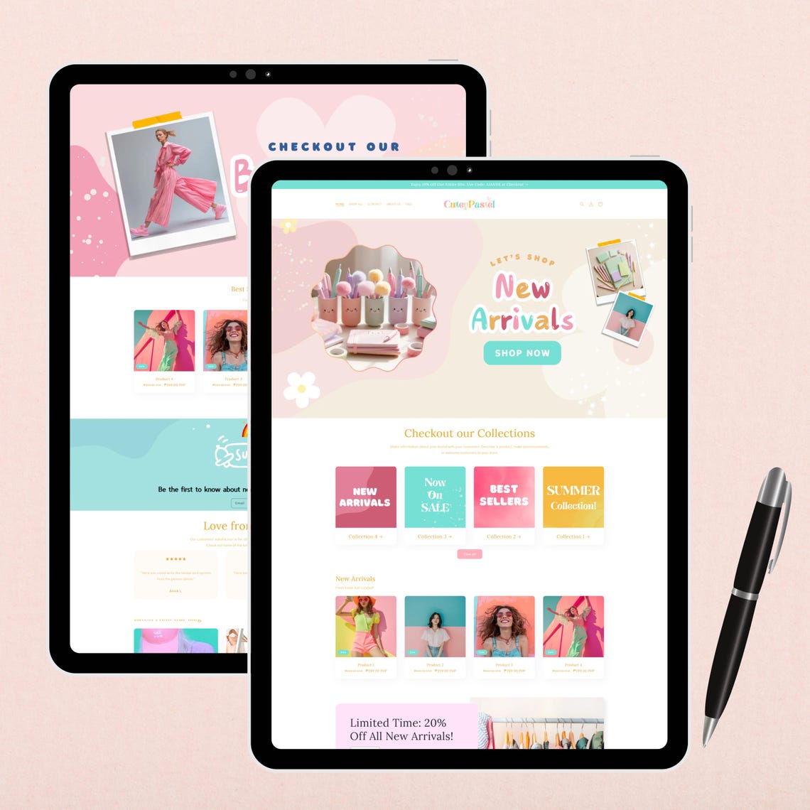 Shopify Theme, Shopify Website for Boutique, Pink Shopify Templates ...
