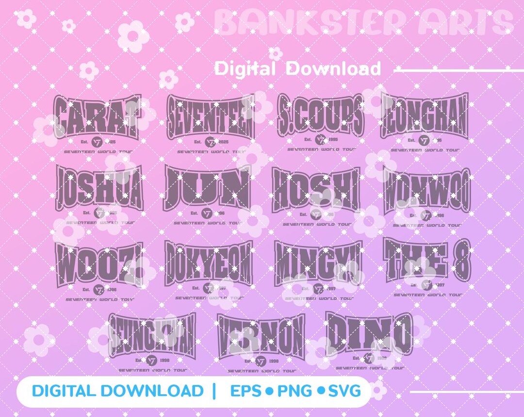 Kpop Seventeen Member SVG Cut File: Cricut & Vinyl Stickers (digital ...