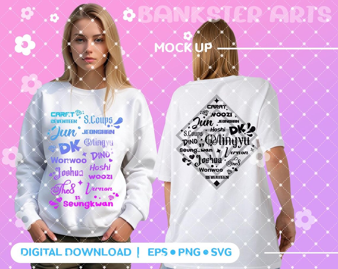 Kpop Seventeen Pattern Svg Cut File for Cricut Kpop , Png for Vinyl ...