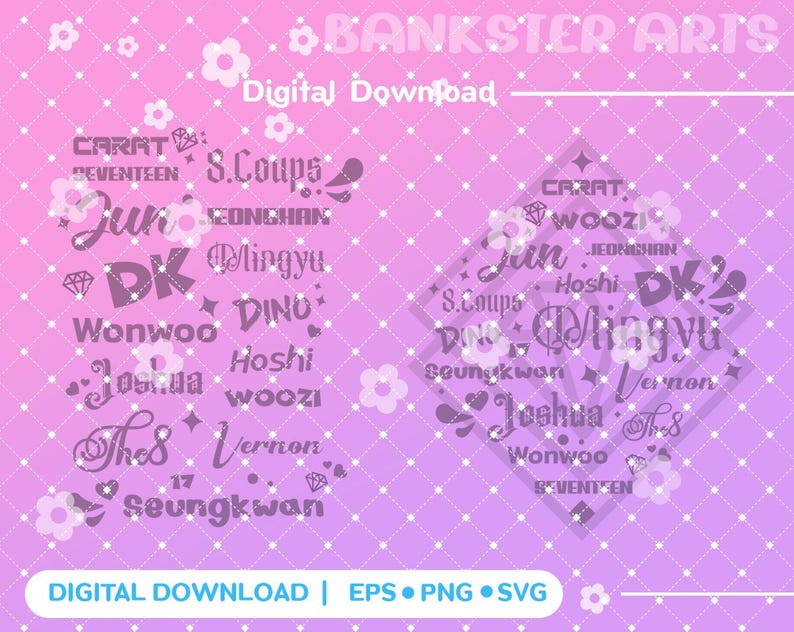 Kpop Seventeen Pattern Svg Cut File for Cricut Kpop , Png for Vinyl ...