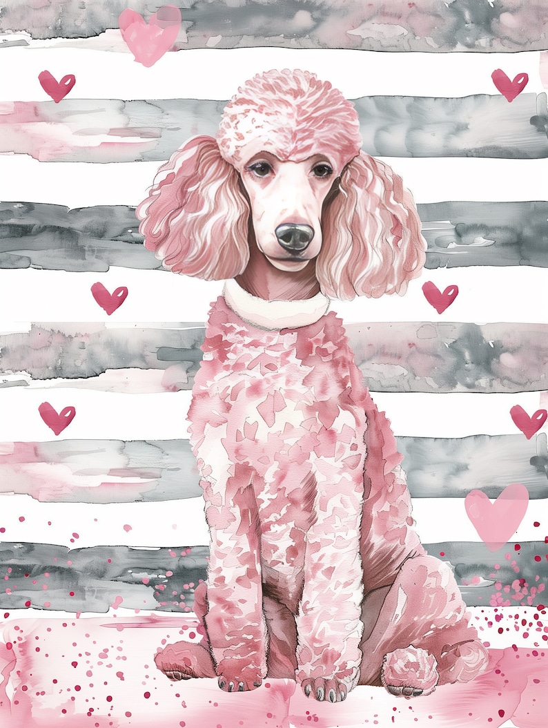 Cute Dog Poodle Poster Set for Children's Room Original Art Print ...