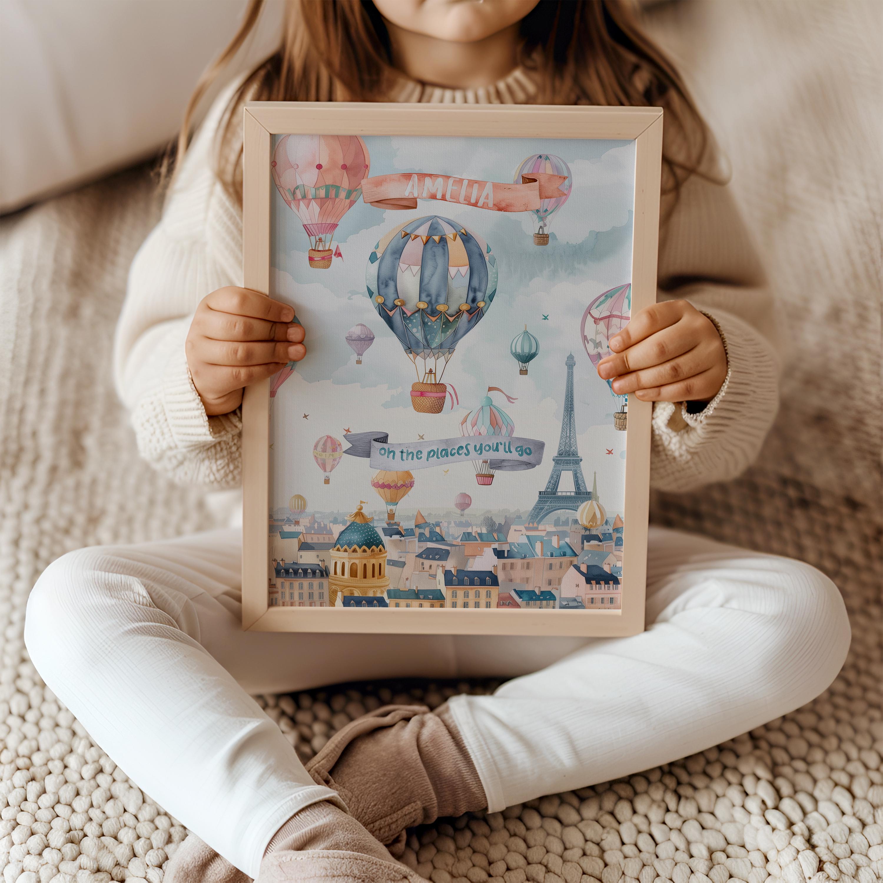 Hot Air Balloons Over Paris Original Art Girls Room Style Girls Decor ...